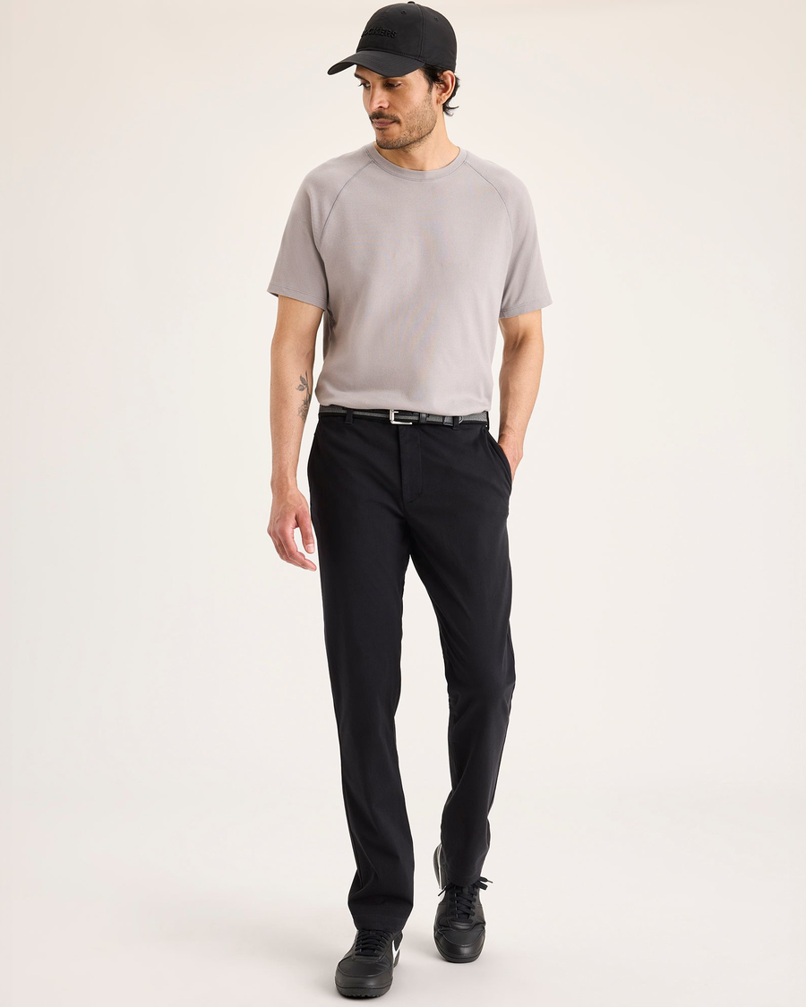 View of model wearing Beautiful Black Go Activeflex Chino, Slim Fit.