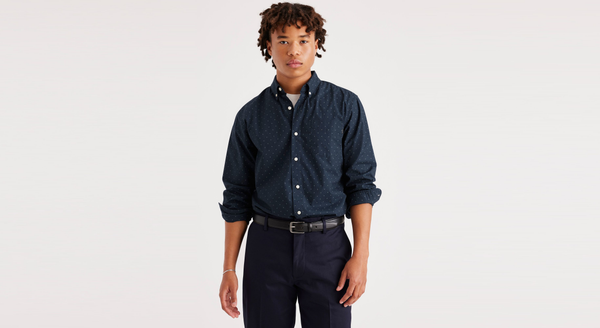 Glimmer-Navy-Blazer-Essential-Button-Up-Shirt-Classic-Fit-front ...
