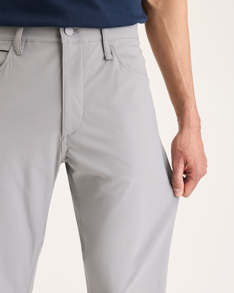 View of model wearing Sharkskin Go Airweave 5-Pocket, Straight Fit.