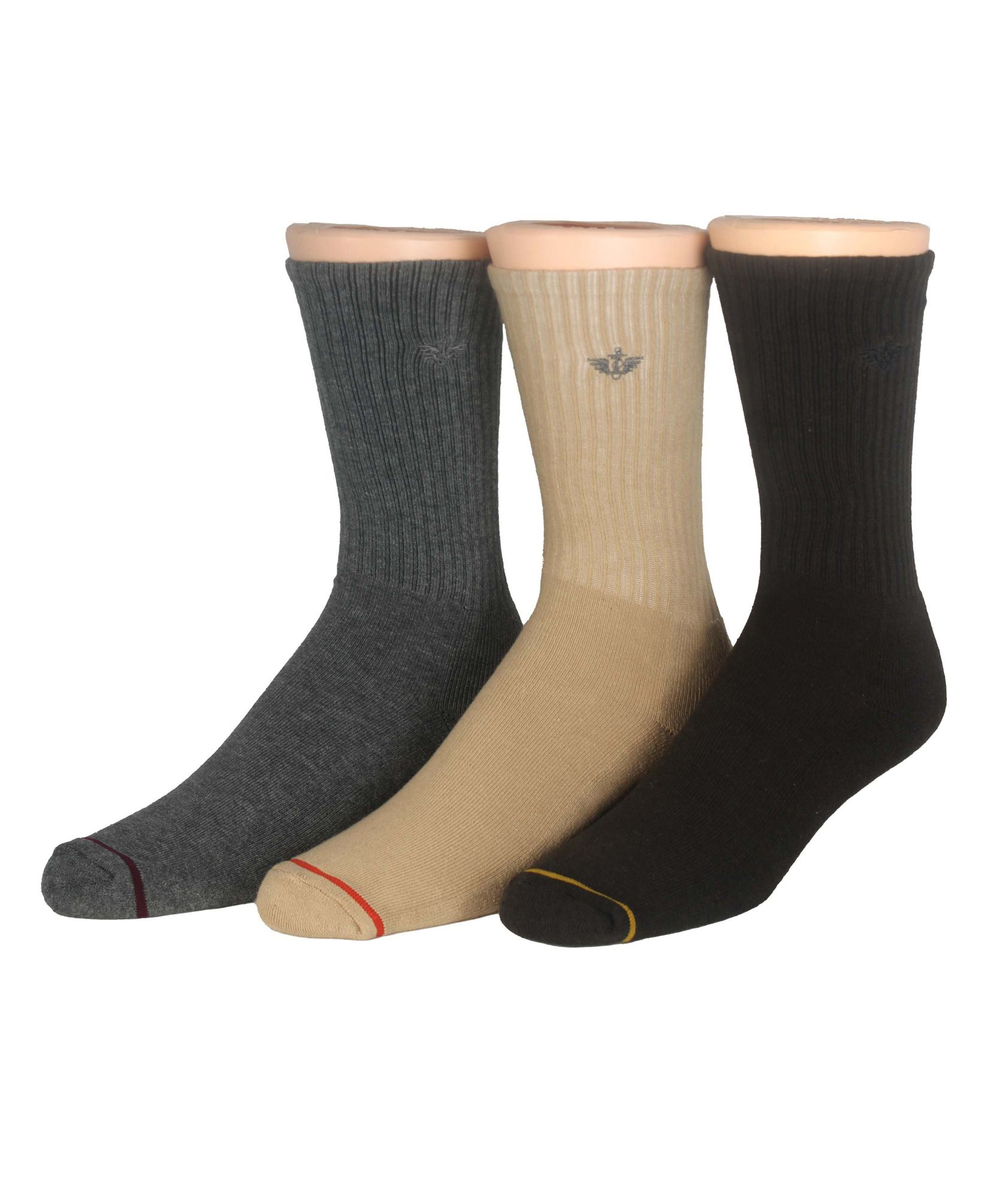 1/2 Cushion Crew Sock with Embrodiery, 3 Pack